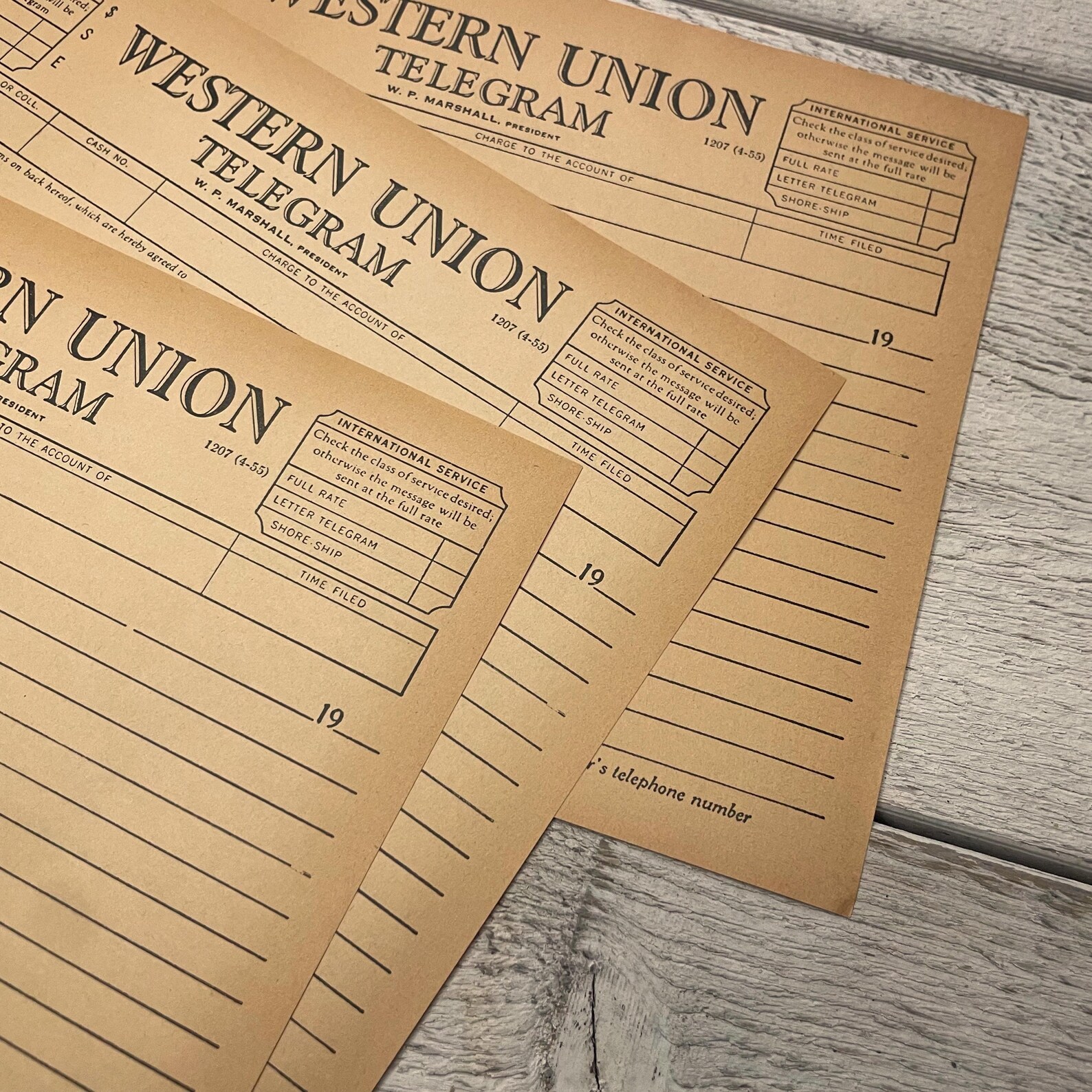 Vintage Western Union Telegram, Aged With Patina, 1950s Ephemera for ...