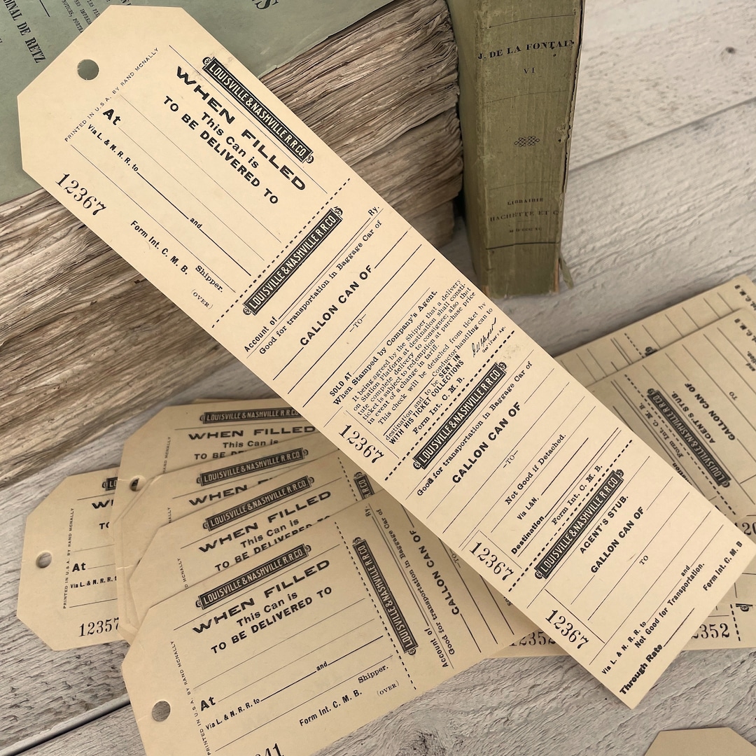 Railroad Gallon Can Tag, Train Cargo Freight Shipping Tags, Vintage ...