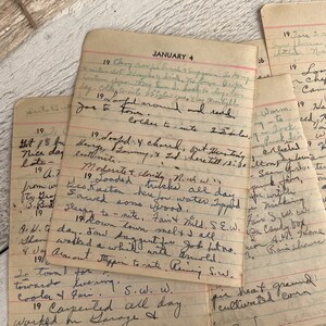 Vintage Diary Pages, Handwritten Agenda Sheets, Five Year Diary 1930s ...