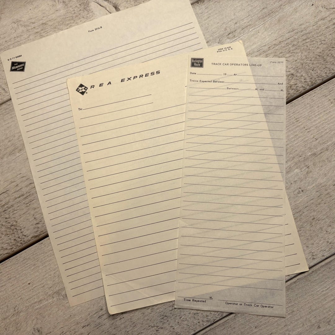 Vintage Railroad Letter Paper Set - 6 Sheets - Junk Journal Ephemera ...