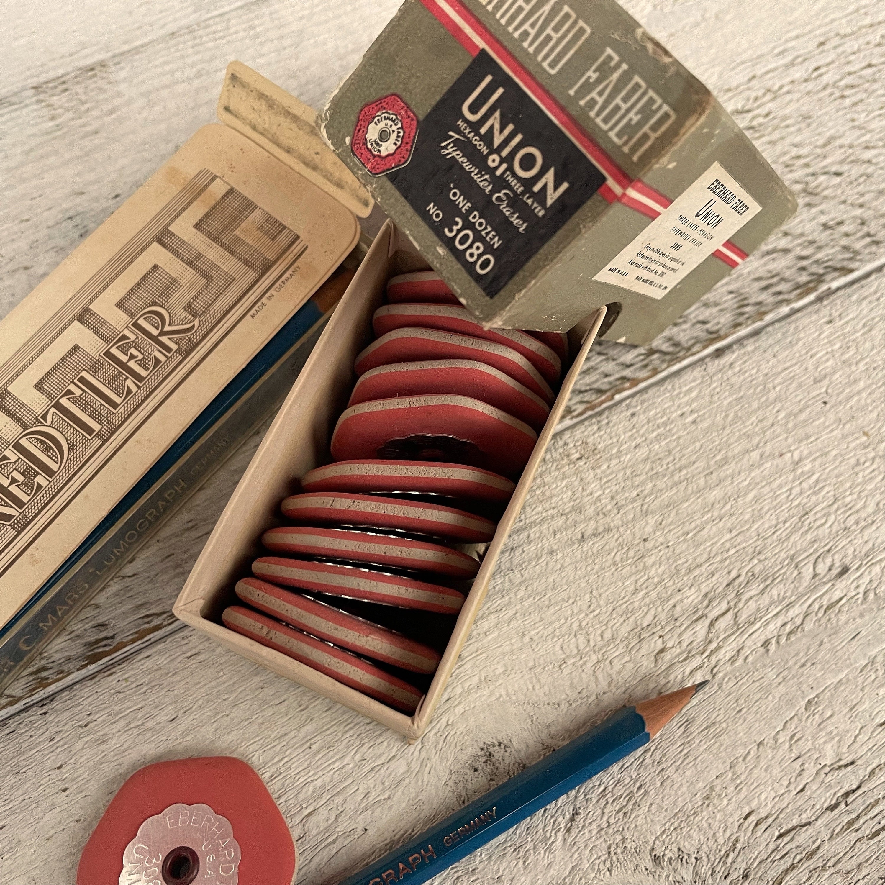 Vintage Collectible Pencil and Eraser, Staedtler Pencils, Eberhard ...