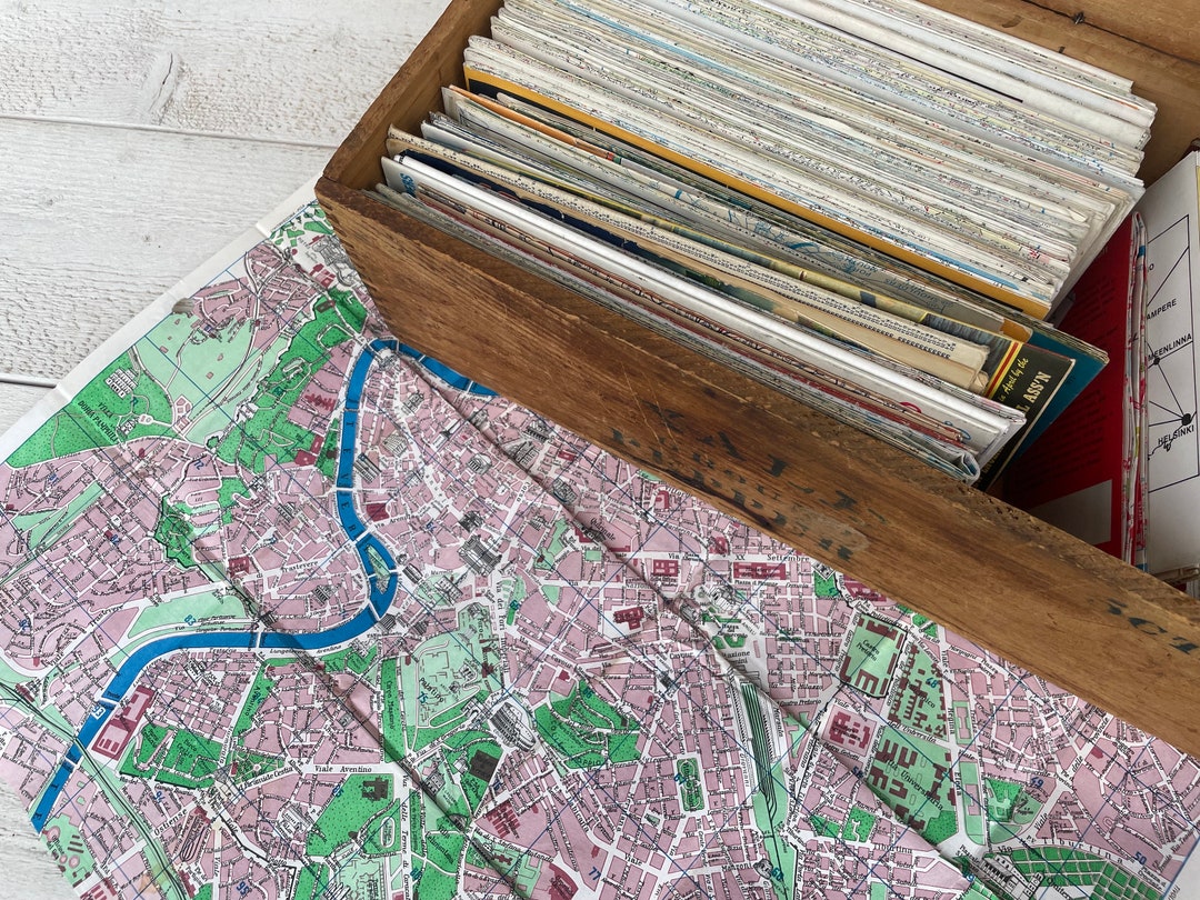 Vintage Maps and Travel Brochures, Traveler Journaling Ephemera, Fold ...