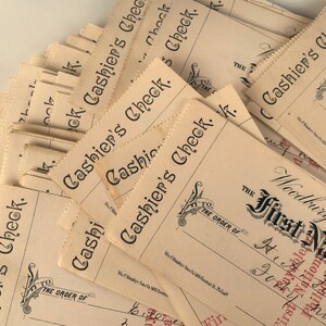 Antique 1890s Bank Checks, Payment Check, Handwritten, Vintage Ephemera ...