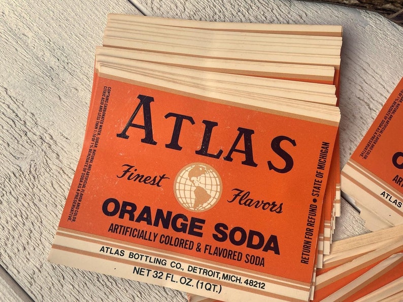 Vintage Atlas Bottle Labels Orange Soda 10 Pcs - Etsy
