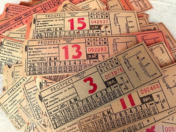 Vintage Used Transfer Tickets Junk Journal Ephemera Travel | Etsy