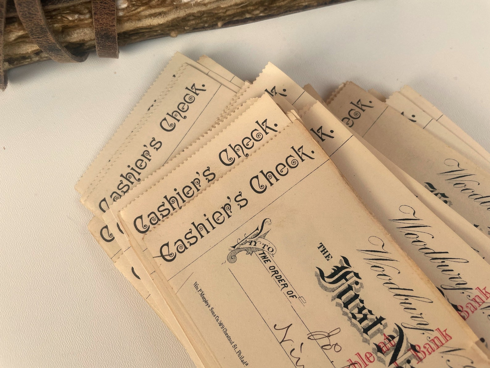 Antique 1890s Bank Checks, Payment Check, Handwritten, Vintage Ephemera ...