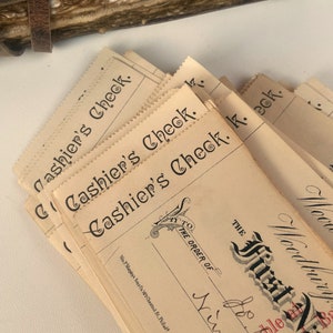 Antique 1890s Bank Checks, Payment Check, Handwritten, Vintage Ephemera ...