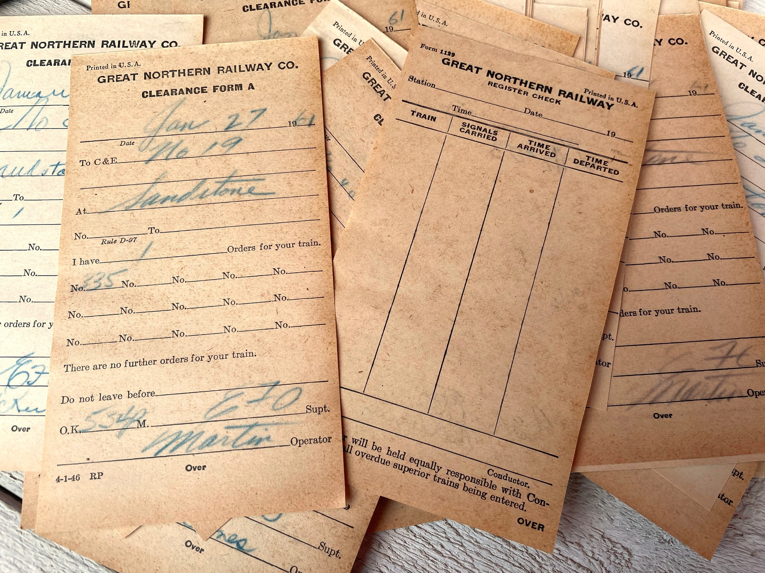 Vintage Clearance Forms, Train Railroad Receipts, Ephemera for ...