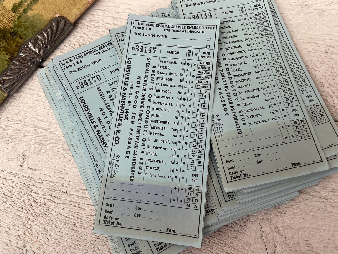 Vintage Train Ticket Triplicate, Railroad Ephemera, Denim Blue Paper ...