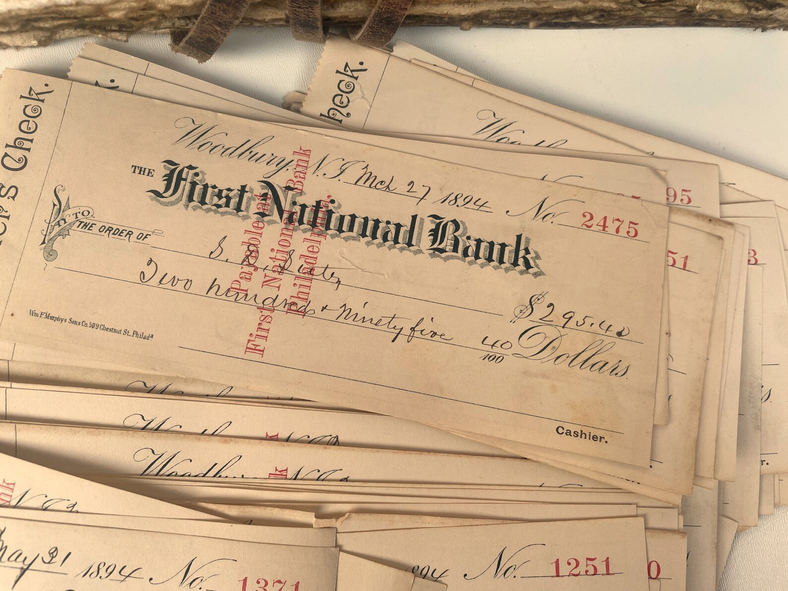 Antique 1890s Bank Checks, Payment Check, Handwritten, Vintage Ephemera ...