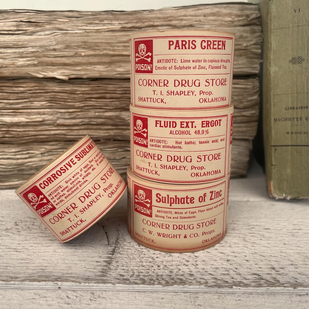 Antique Poison Pharmacy Labels Set, Apothecary Ephemera, Label ...