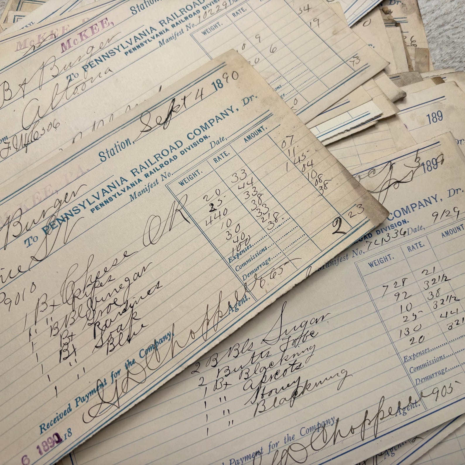 Antique Railroad Freight Bill, Handwritten Receipts, for Junk Journal ...