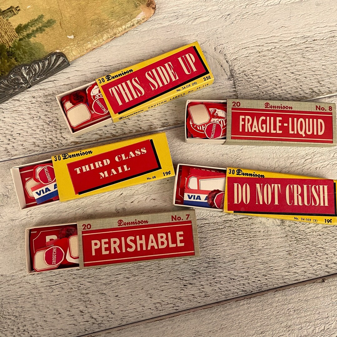 Vintage Mailing Labels in a Dennison Box, for Snail Mail, Original ...