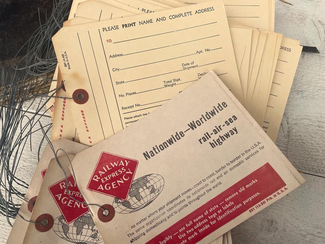 Railroad Shipping Tags, Large Cargo Freight Tag, Vintage Ephemera for ...