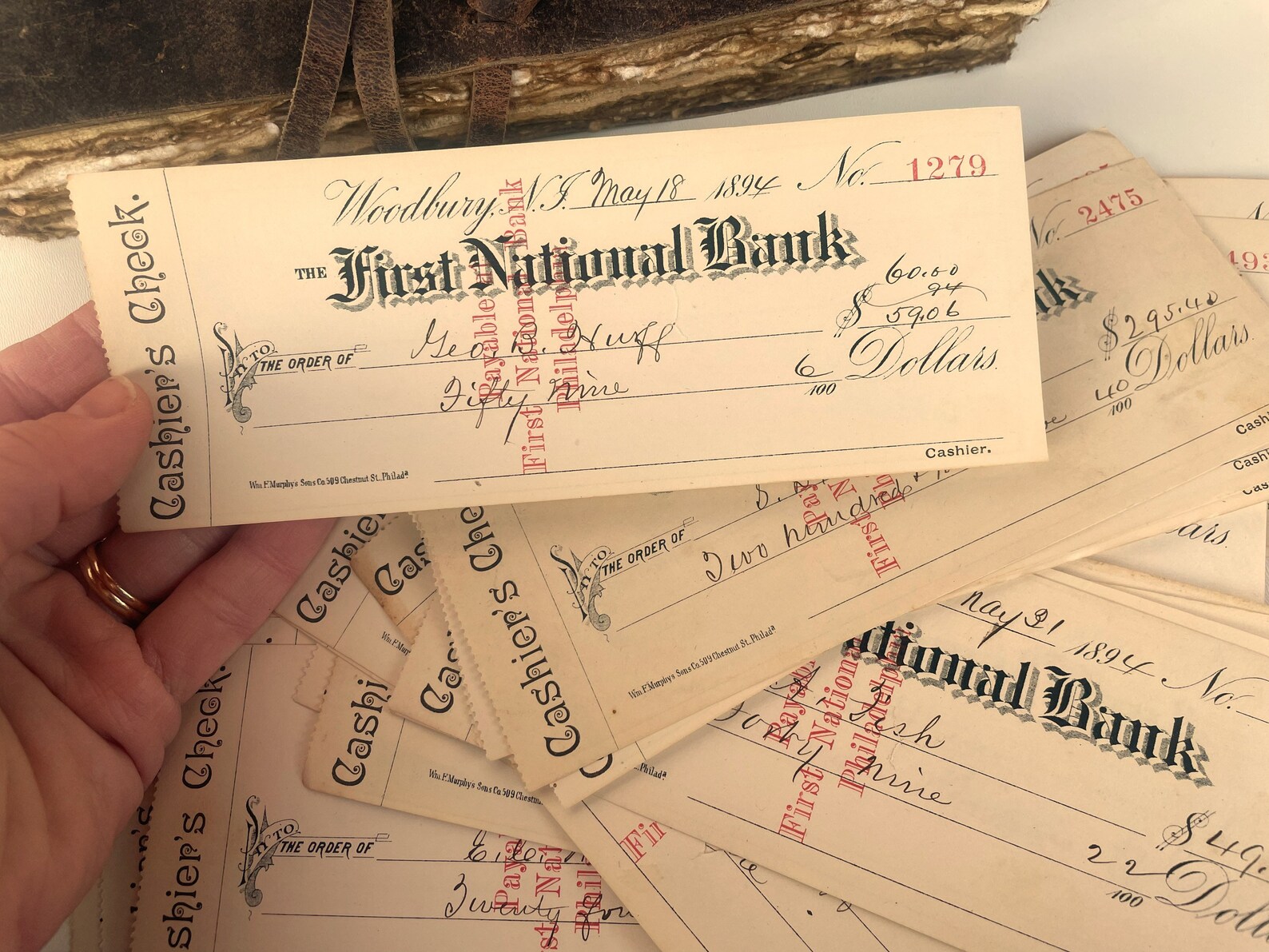 Antique 1890s Bank Checks, Payment Check, Handwritten, Vintage Ephemera ...