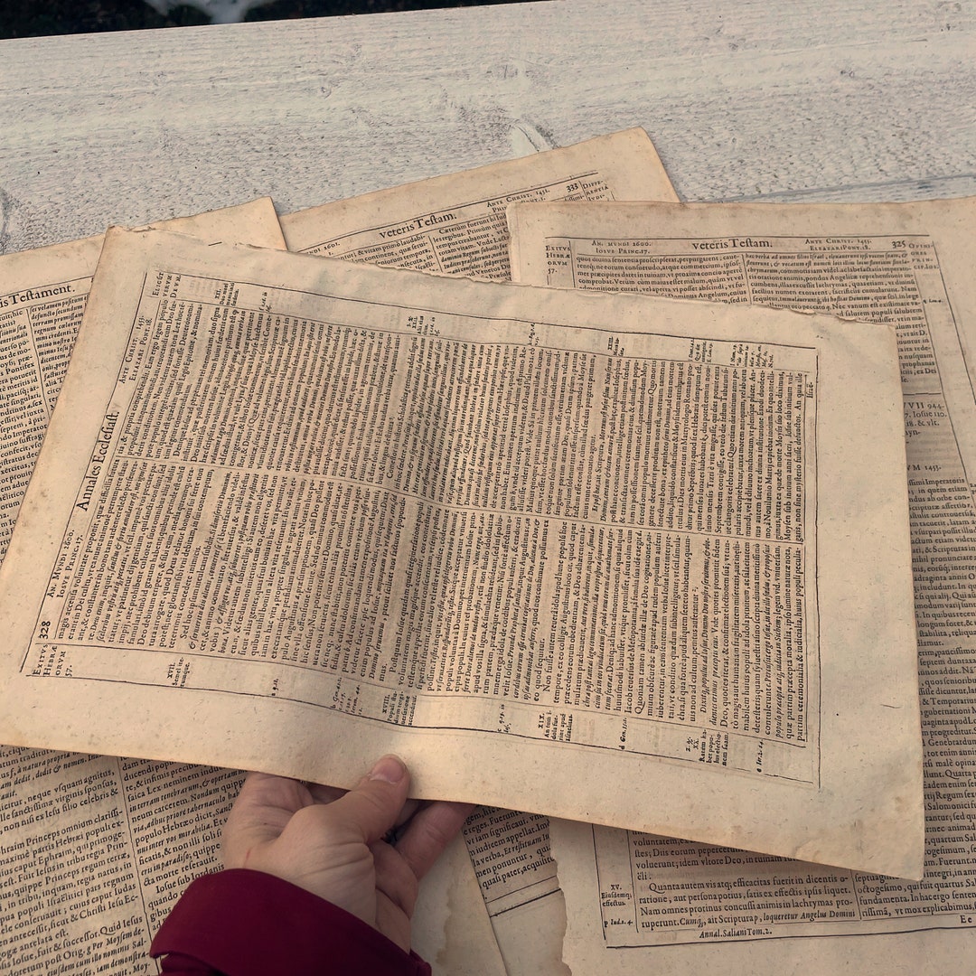 Antique 1620 Latin Book Pages, Large Ancient Paper, Junk Journal ...