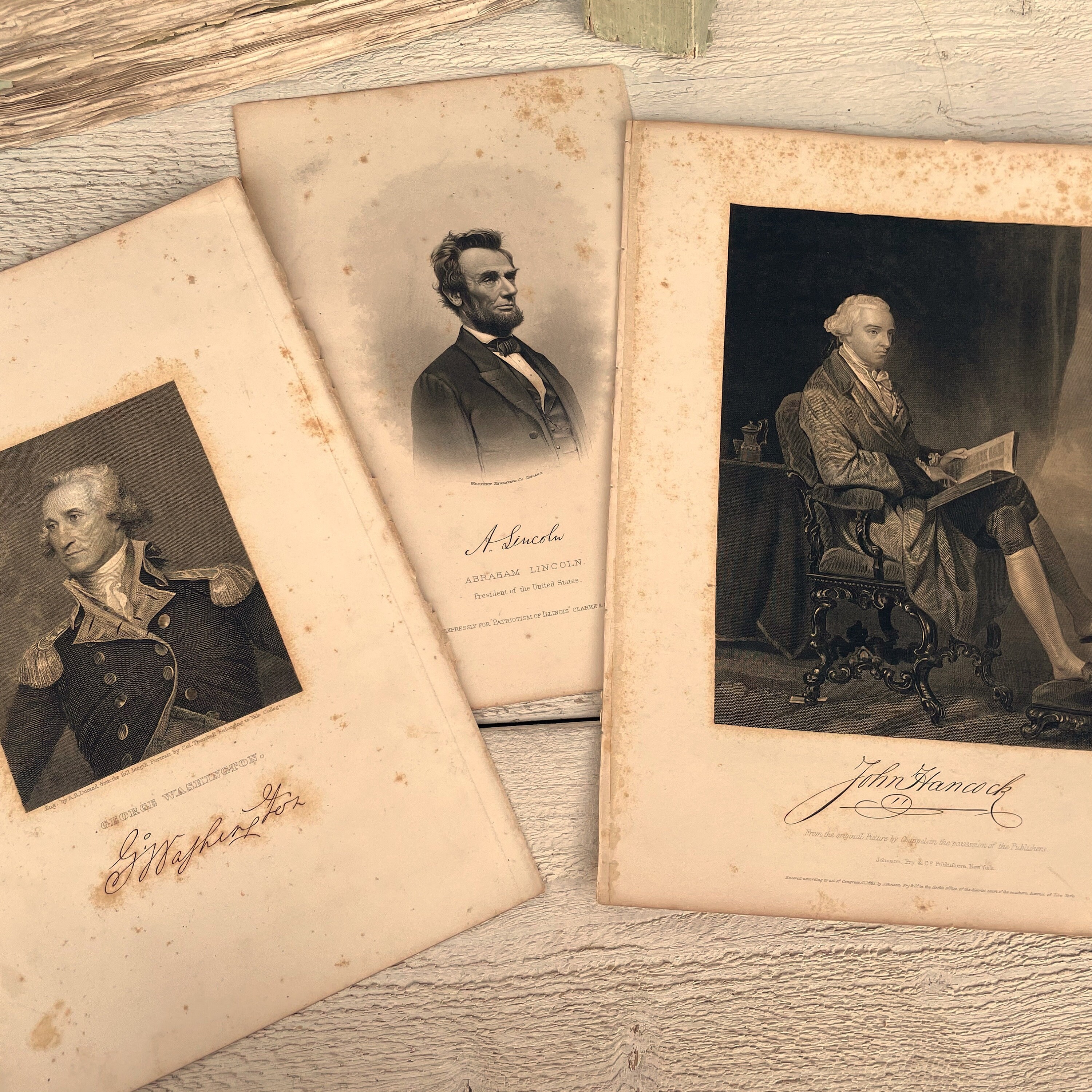Antique Engravings USA Founding Fathers and Presidents, Portraits, for ...