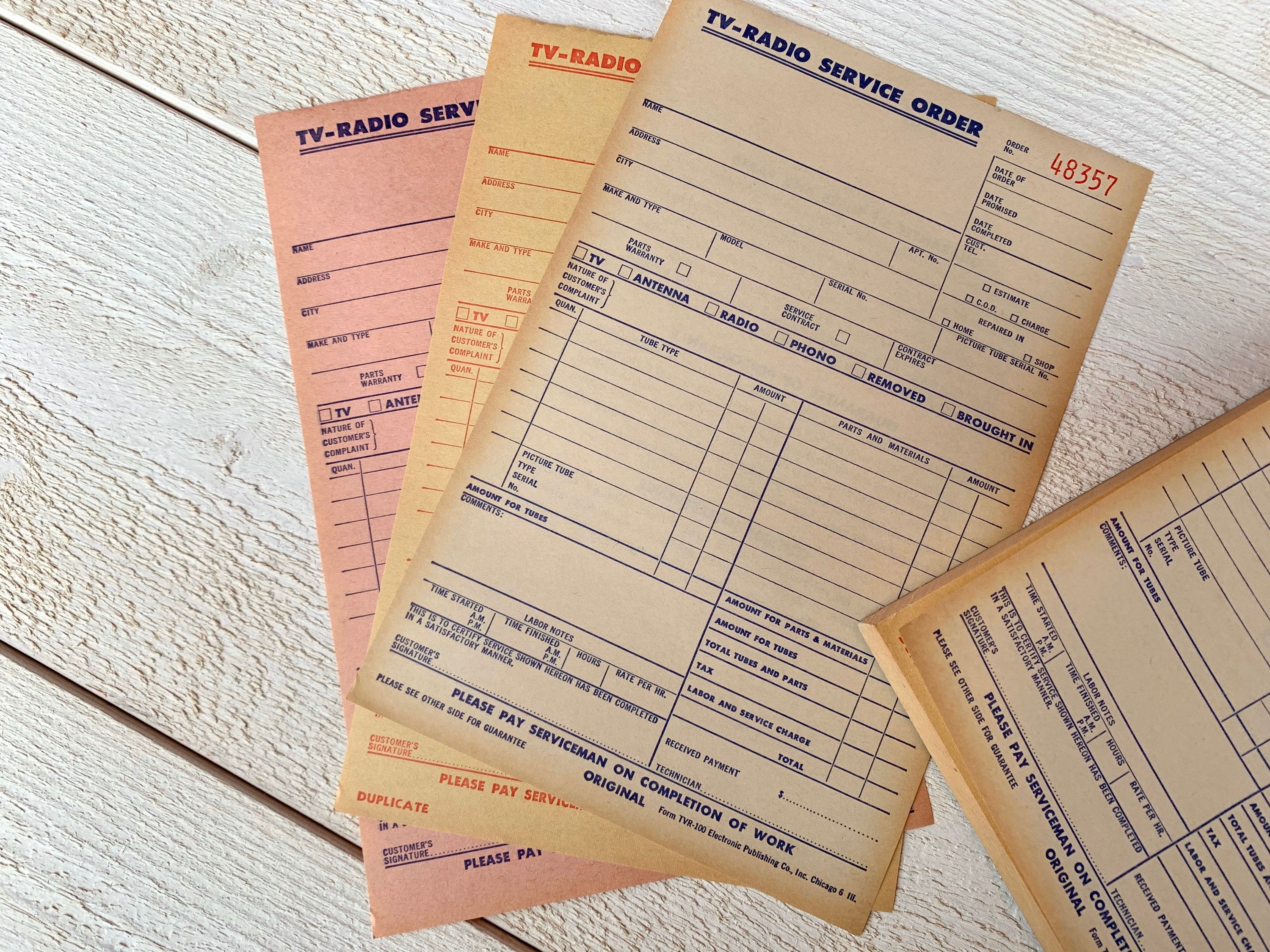 Vintage Triplicate Receipts Unused Tv & Radio Service - Etsy