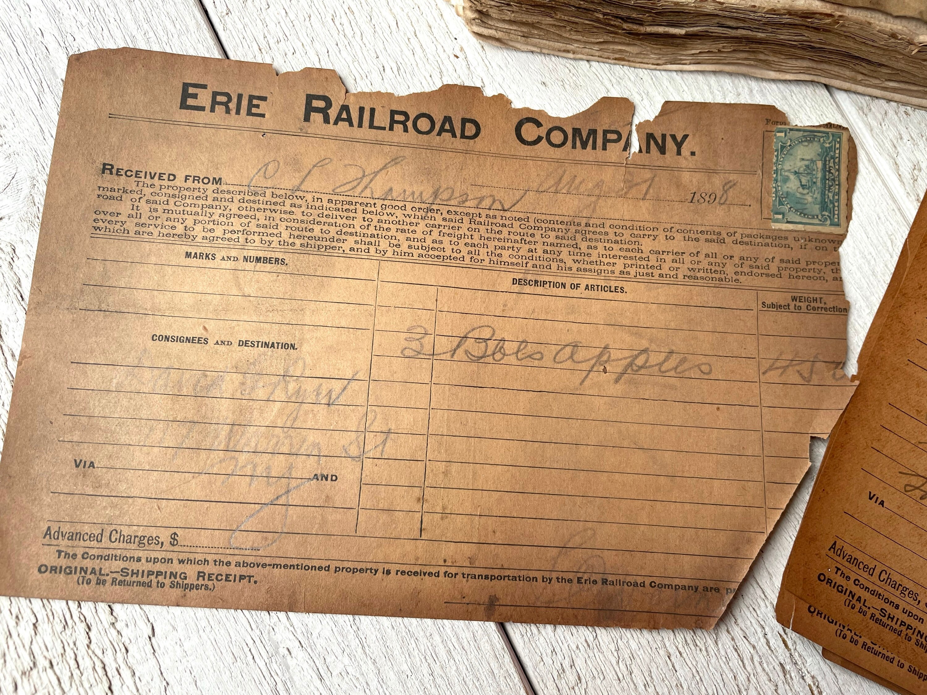 Antique Train Cargo Receipts With Documentary Stamp Railroad - Etsy