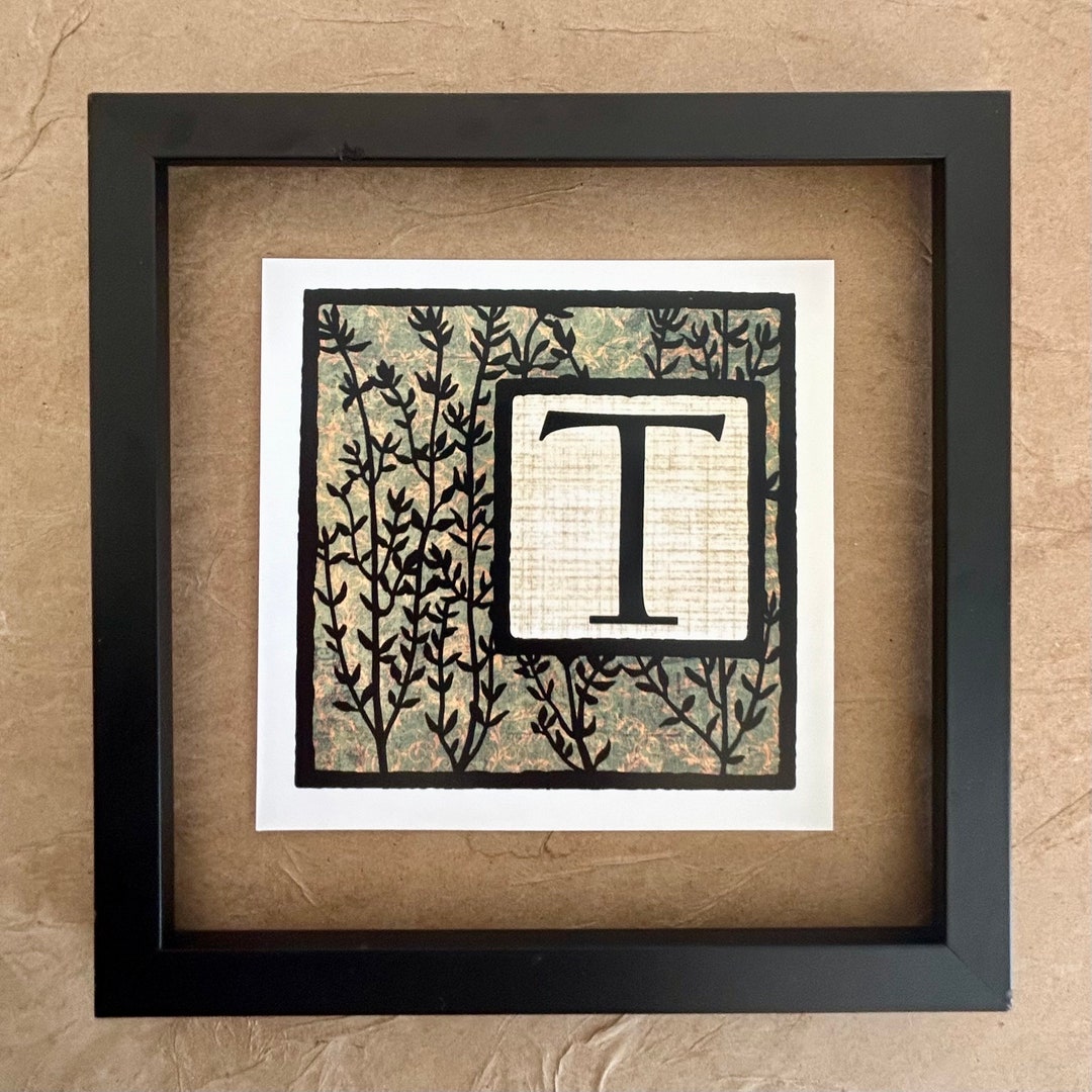 Thyme | Botanical Monogram | Art Print: 6x6, 4x4, Blank Folded Greeting ...
