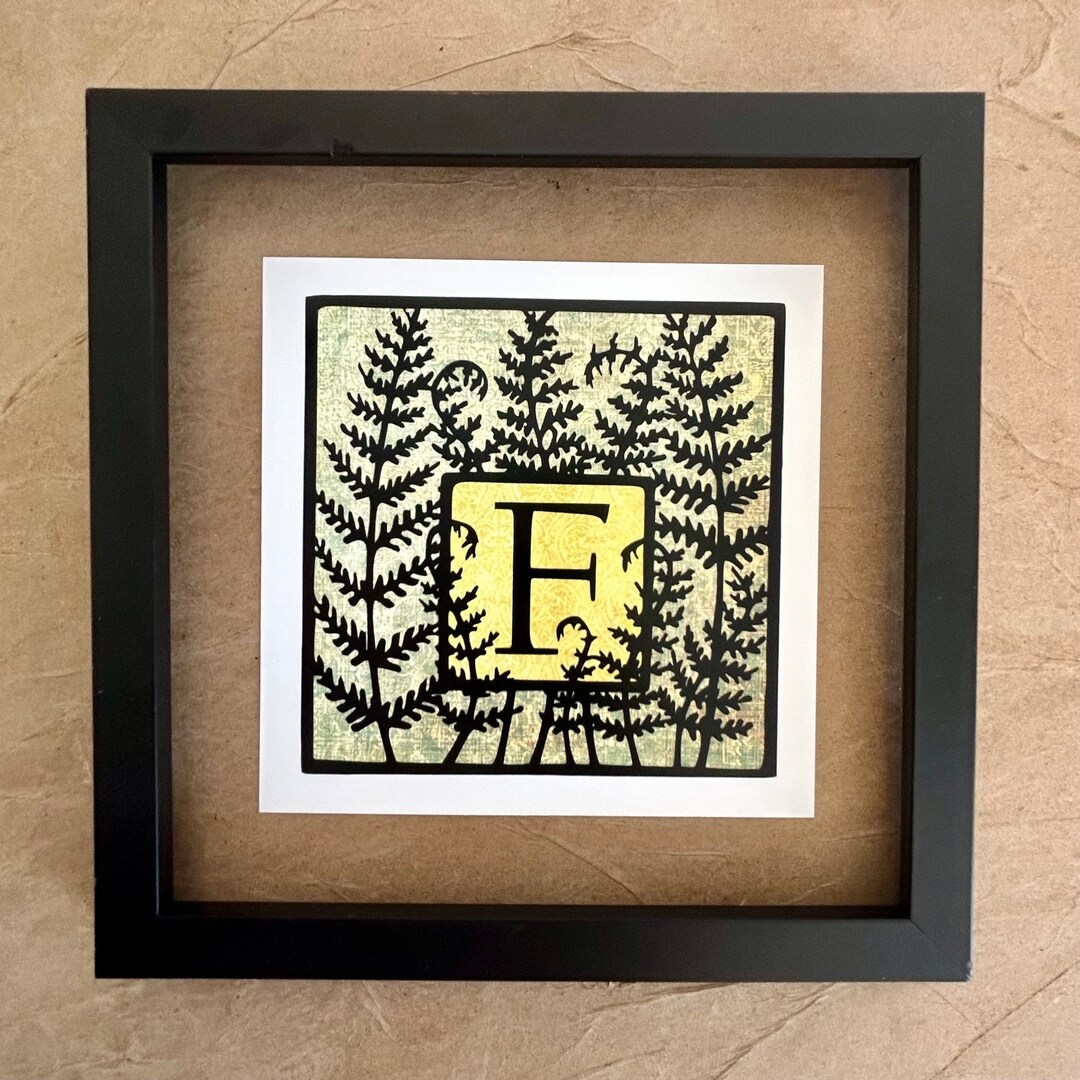 Fern | Botanical Monogram | Art Print: 6x6, 4x4, Blank Folded Greeting ...