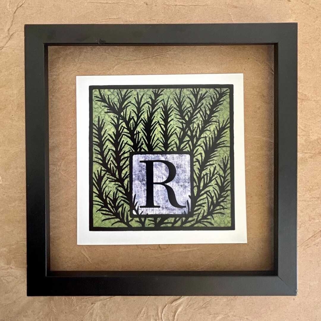 Rosemary | Botanical Monogram | Art Print: 6x6, 4x4, Blank Folded ...