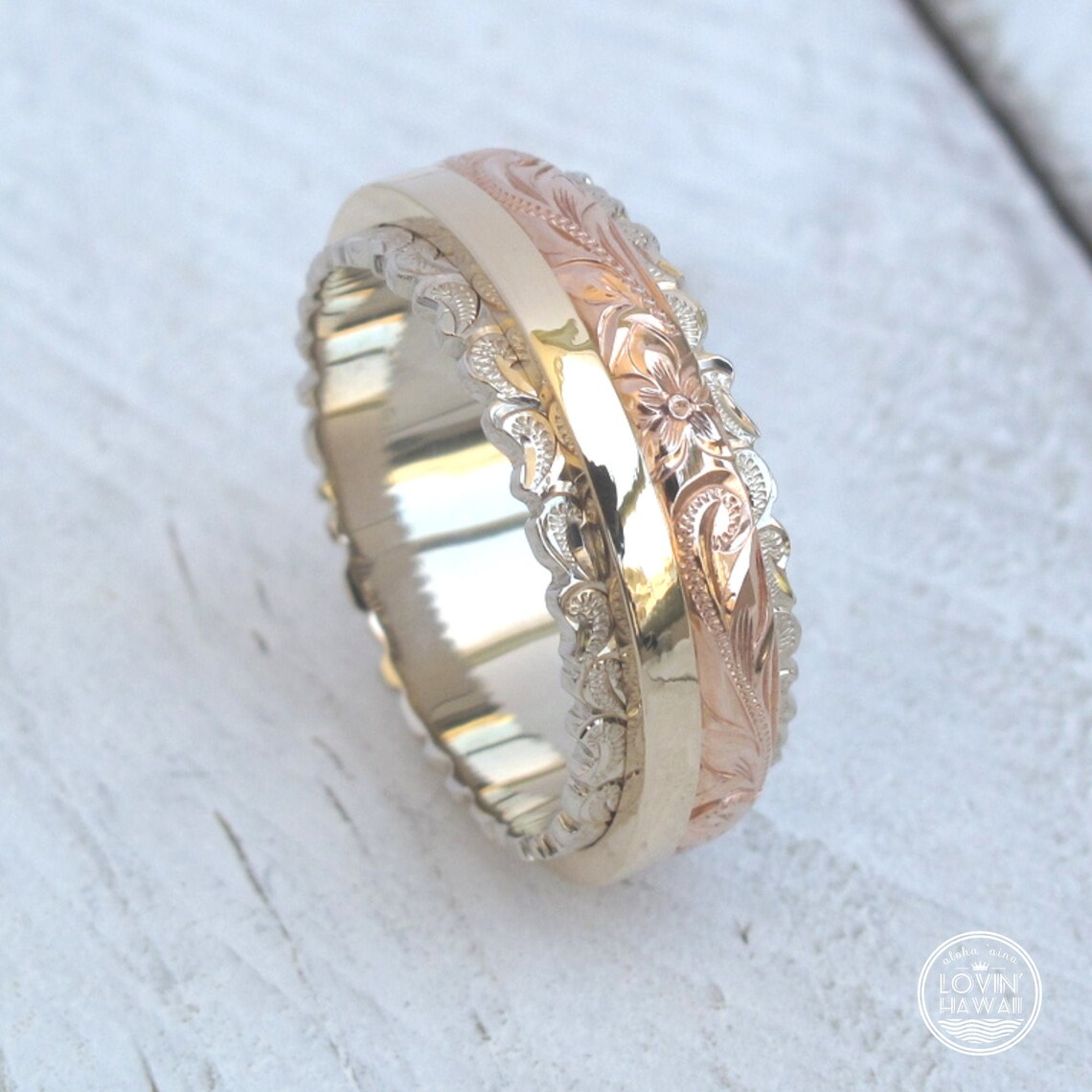 Hawaii Wedding Ring 14K Gold Rainbow Ring Handmade Hawaii - Etsy