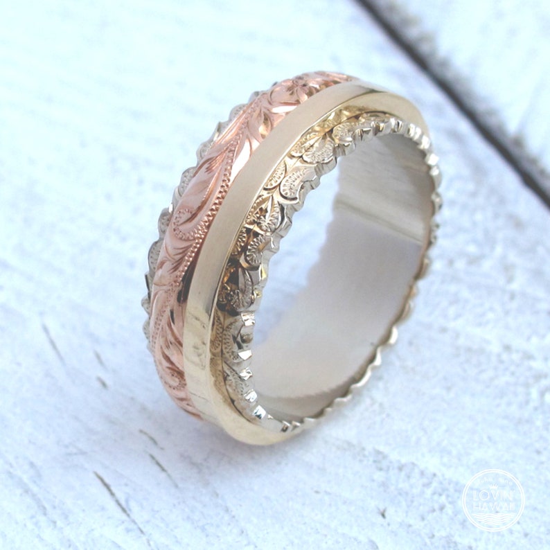 Hawaii Wedding Ring 14K Gold Rainbow Ring Handmade Hawaii - Etsy