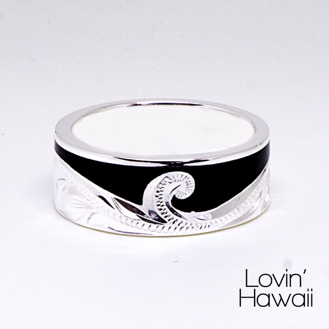 Ocean Ring Handmade Ocean Wave Ring With Black Enamel Unique - Etsy