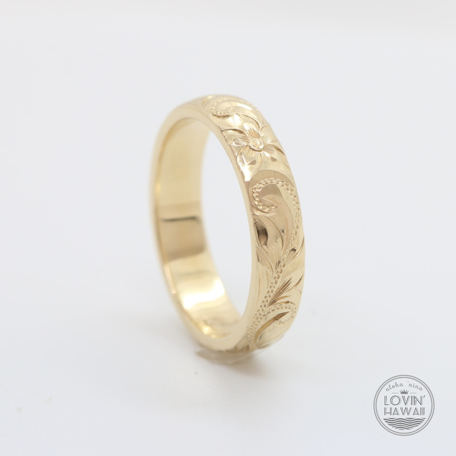 Hand Made Hawaii Wedding Ring, Hawaiian Ring, Floral Wedding Ring ...