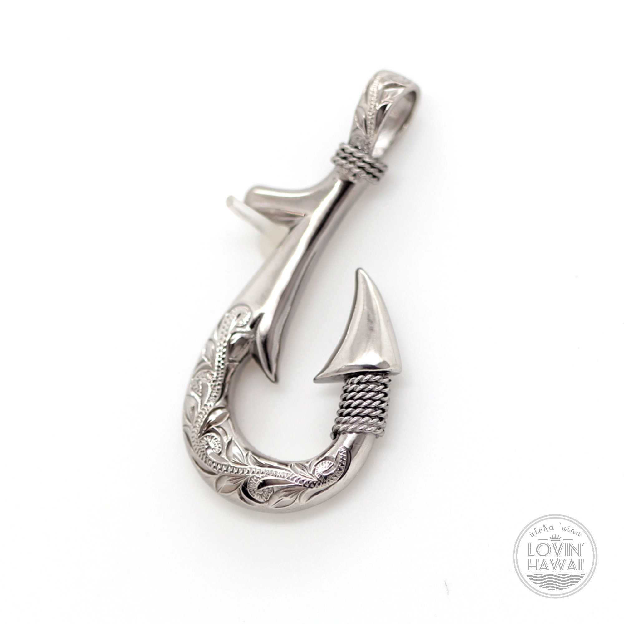 Silver Fish Hook Pendant, Hawaiian Jewelry, Fishhook Jewelry, Hawaiian ...