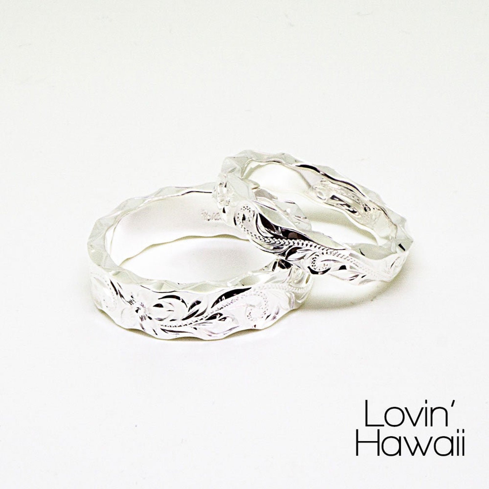 Hawaiian Ring, Hawaii Wedding Band, Unique Boho Ring Set, Handmade ...
