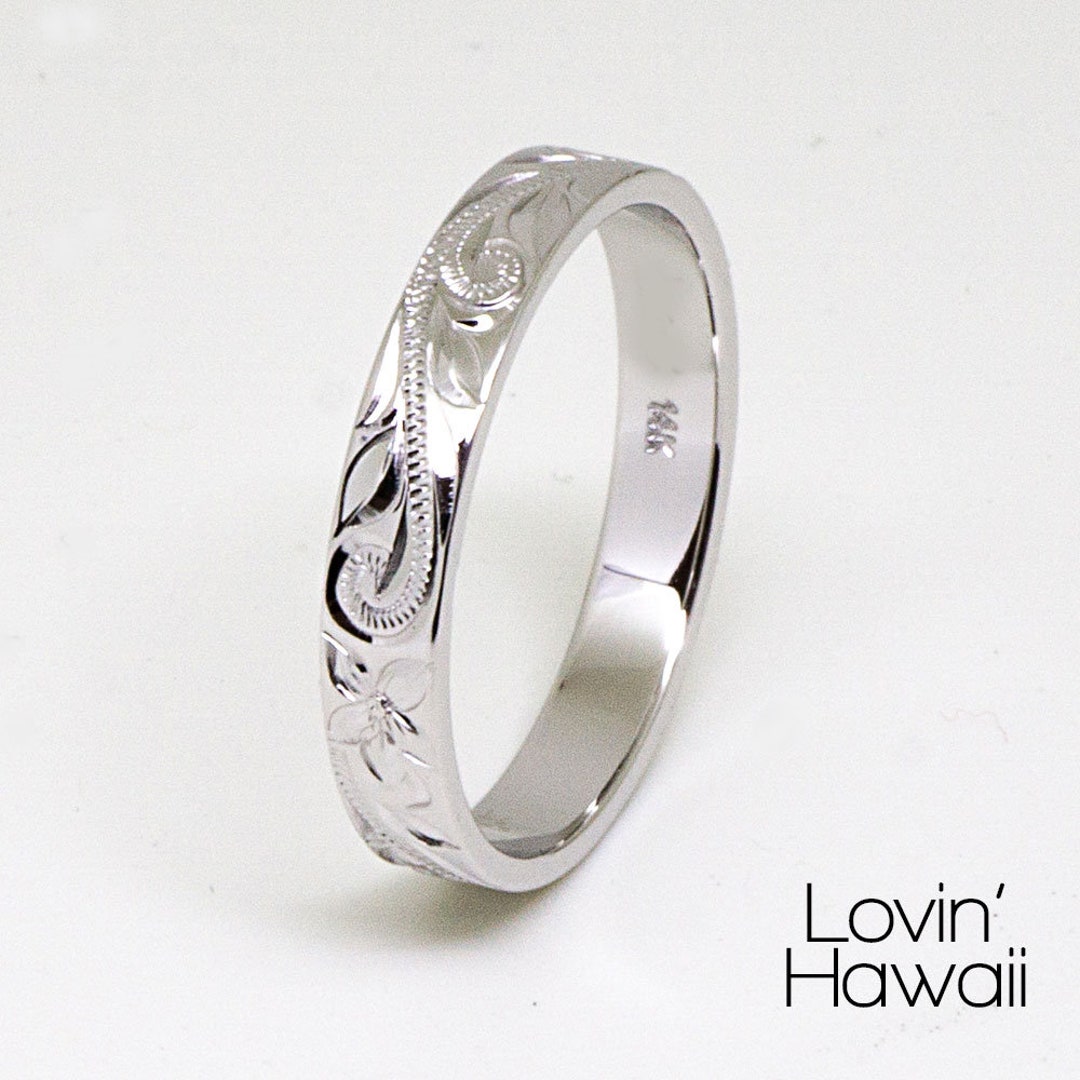 Hawaiian Ring, Dainty Wedding Ring, Boho Wedding Ring, Solid 14K Gold ...