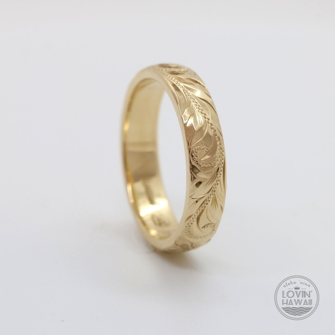 Hand Made Hawaii Wedding Ring, Hawaiian Ring, Floral Wedding Ring ...