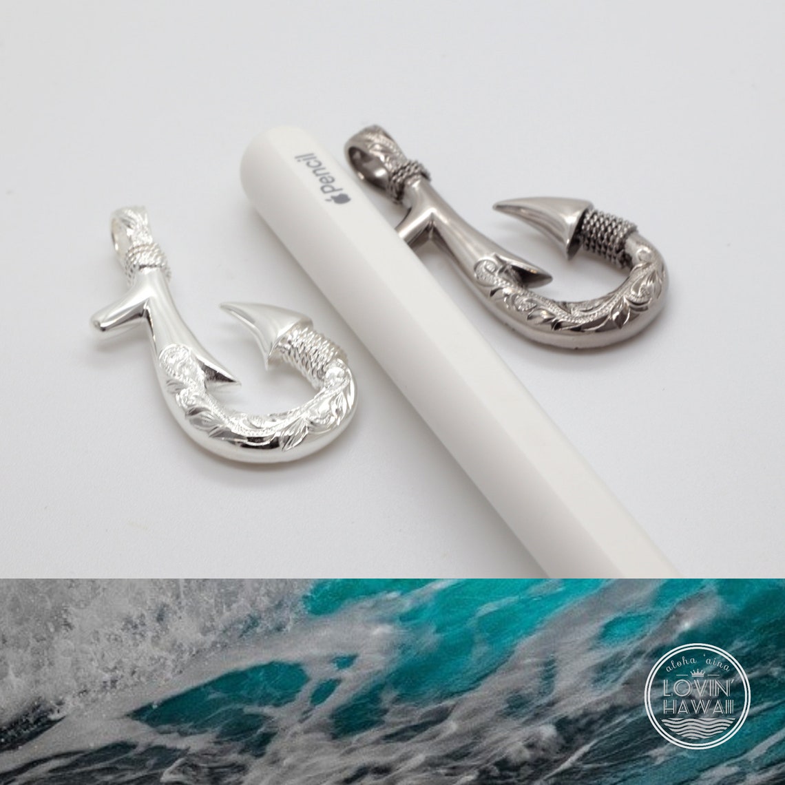 Silver Fish Hook Pendant, Hawaiian Jewelry, Fishhook Jewelry, Hawaiian ...