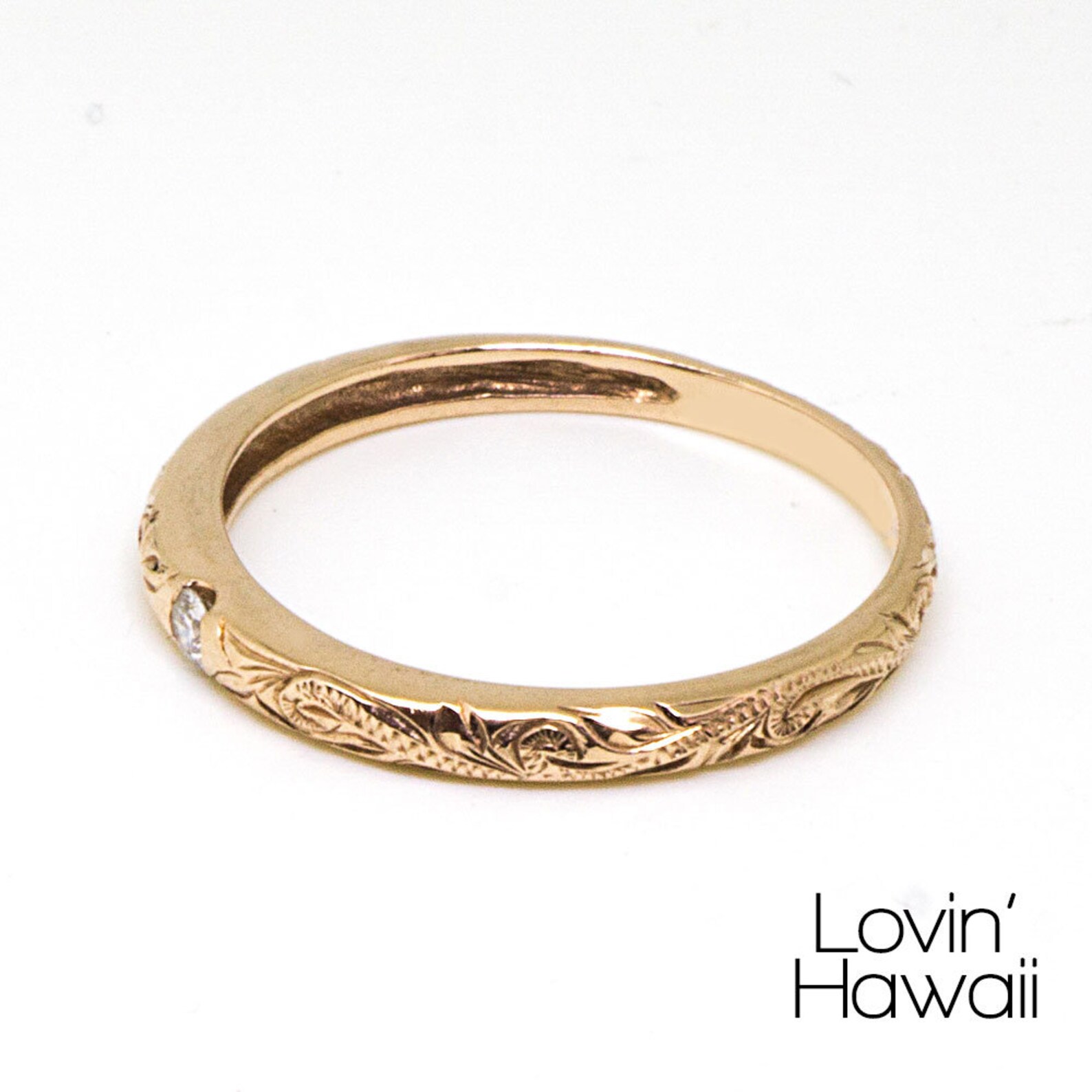 Classic Maile and Scroll Design Ring With Diamond - Etsy