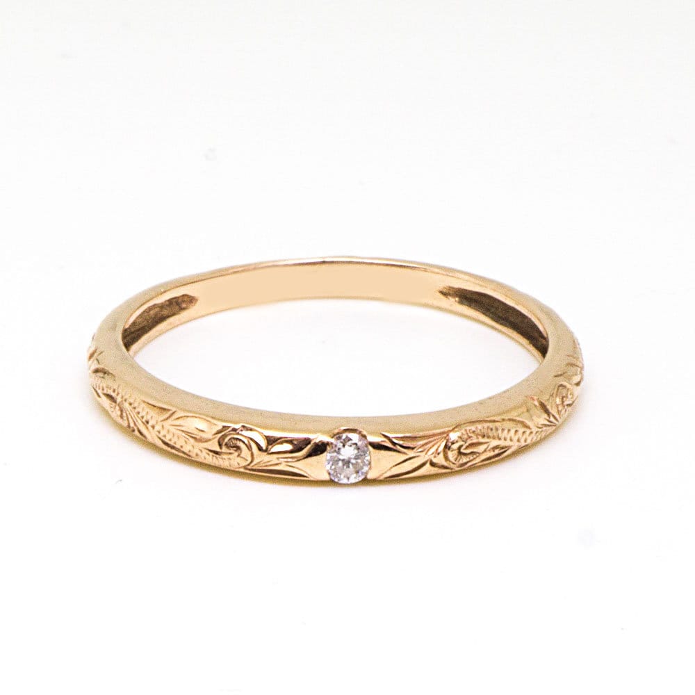 Classic Maile and Scroll Design Ring With Diamond - Etsy