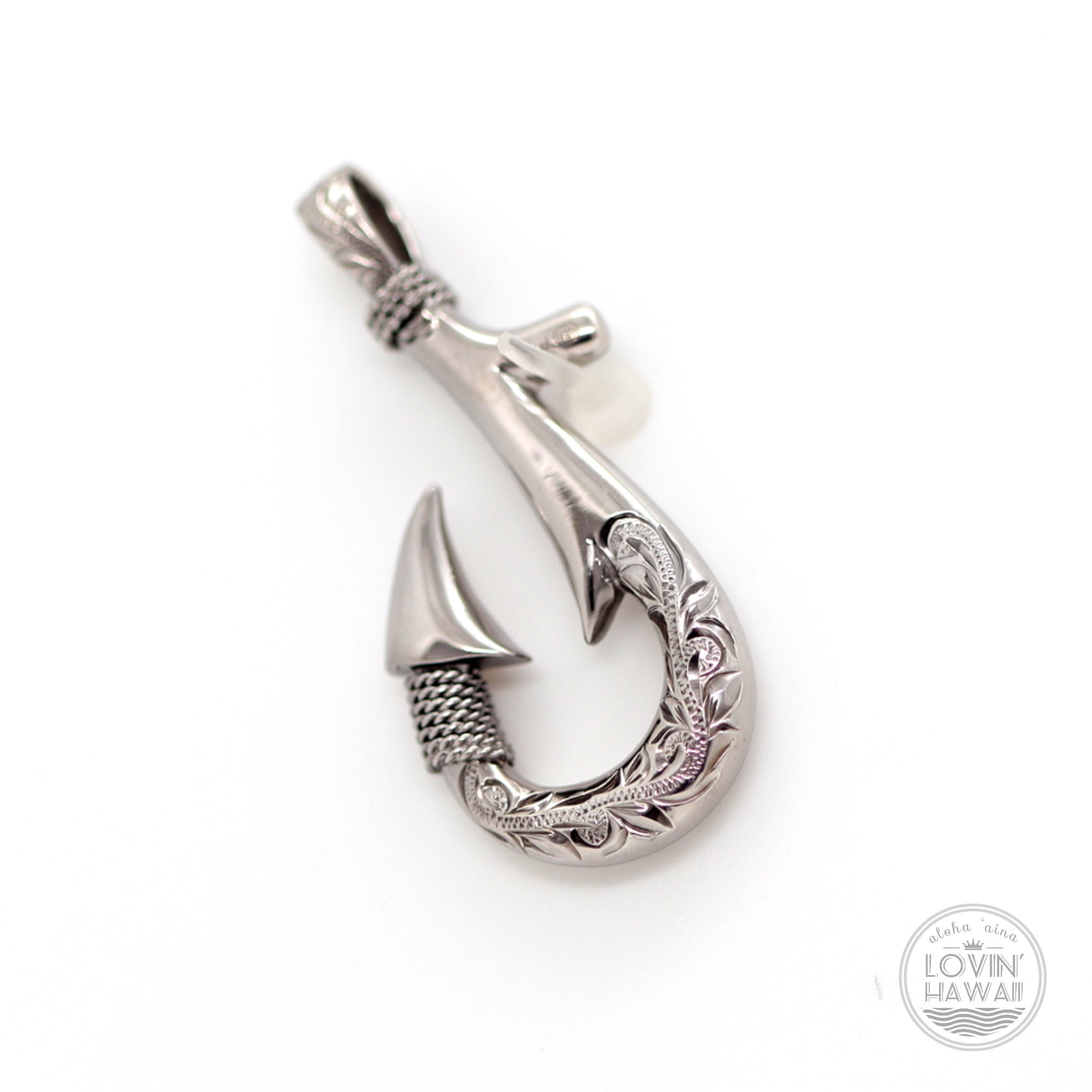 Silver Fish Hook Pendant, Hawaiian Jewelry, Fishhook Jewelry, Hawaiian ...