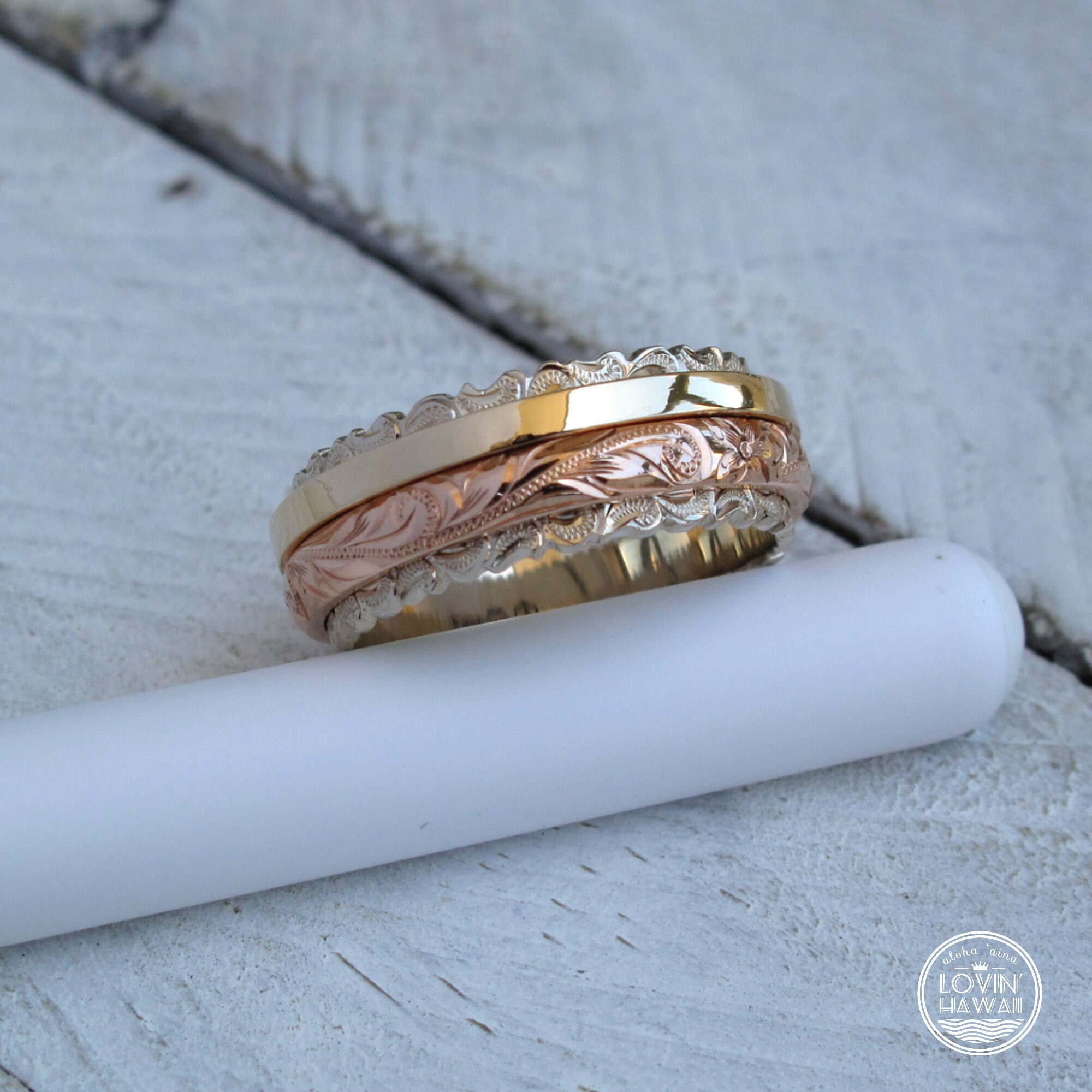 Hawaii Wedding Ring 14K Gold Rainbow Ring Handmade Hawaii - Etsy