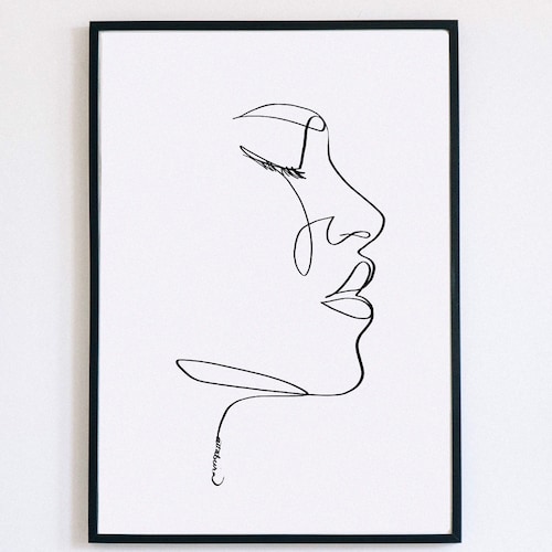 Abstract Female Face Print Printable One Line Drawing - Etsy
