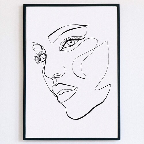 Abstract Female Face Print Printable One Line Drawing - Etsy