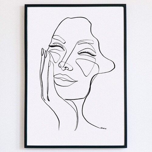 Abstract Female Face Print Printable One Line Drawing - Etsy