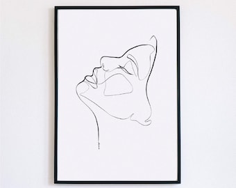 Abstract Female Face Print Printable One Line Drawing - Etsy