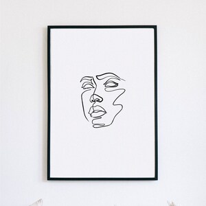 Masquerade, Female Face Print, One Line Mask, Feminine Continuous Lines ...