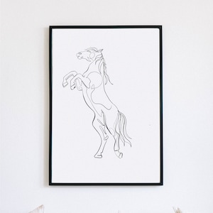 Horse Printable Art, Minimal Horse Art, Minimalist Line Art, Horse One ...