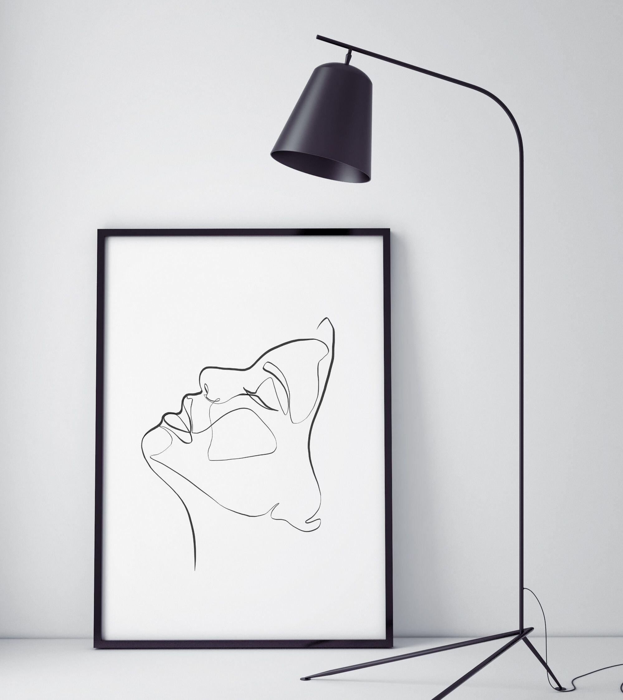 Profile Female Face Print, Printable One Line Drawing, Feminine ...
