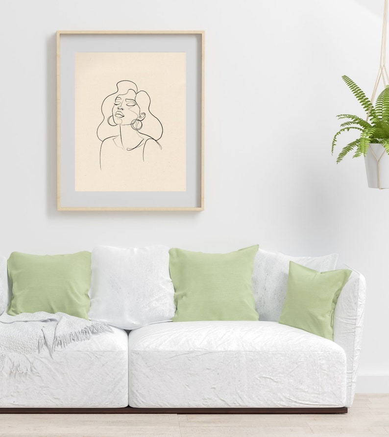 Ethereal Black Woman One Line Drawing Black Minimalism | Etsy