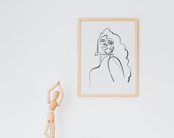 Abstract Female Face Print Printable One Line Drawing - Etsy