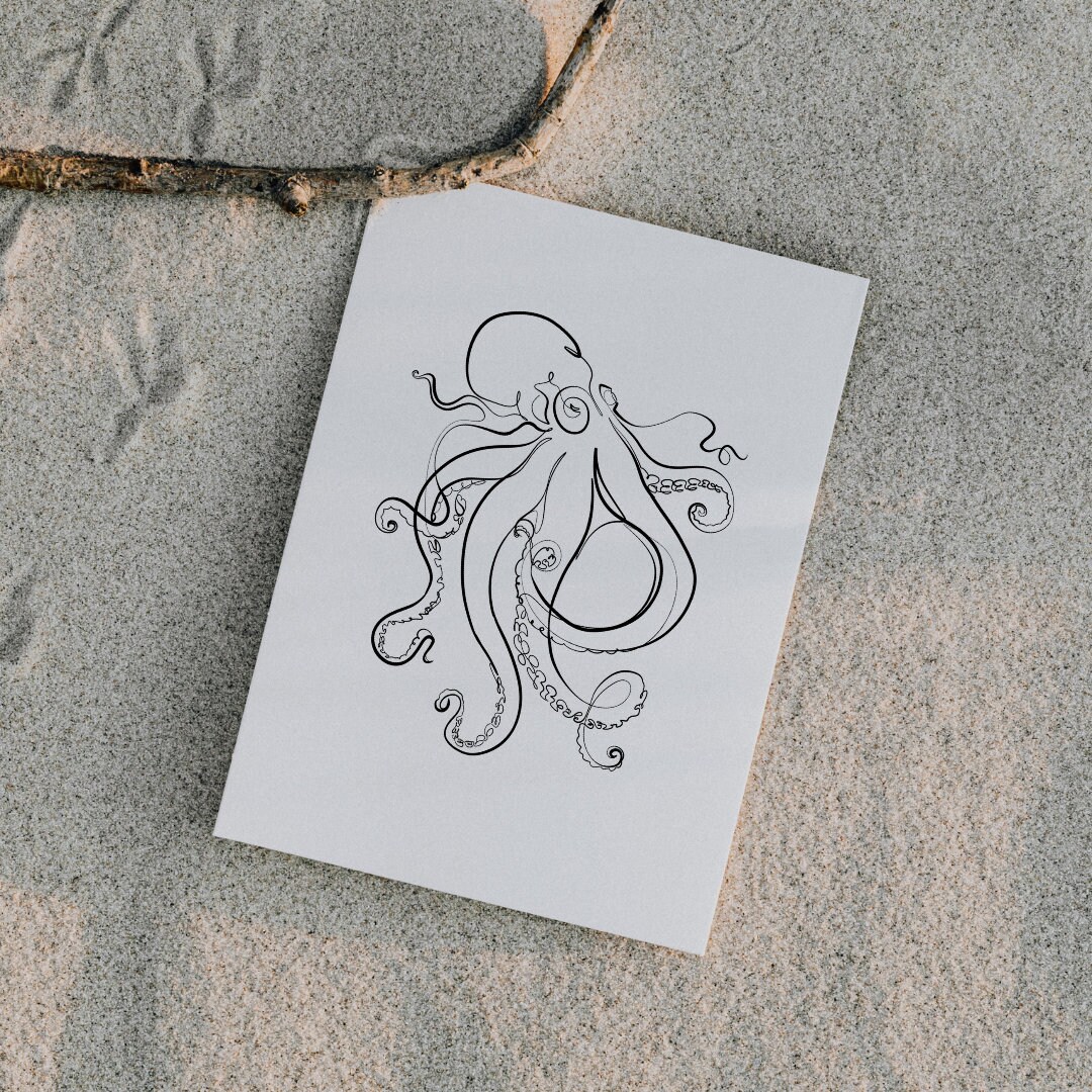 Abstract Octopus Print,printable One Line Drawing, Sea Creature, Wall ...