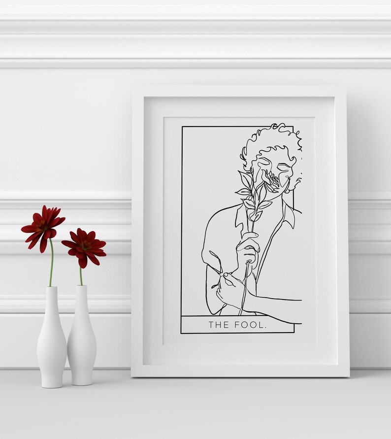 The Fool, Tarot Cards, Printable One Line Drawing, Masculine Continuous ...
